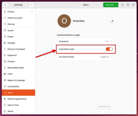 Enable Automatic Login In Ubuntu Desktop And Server Ostechnix