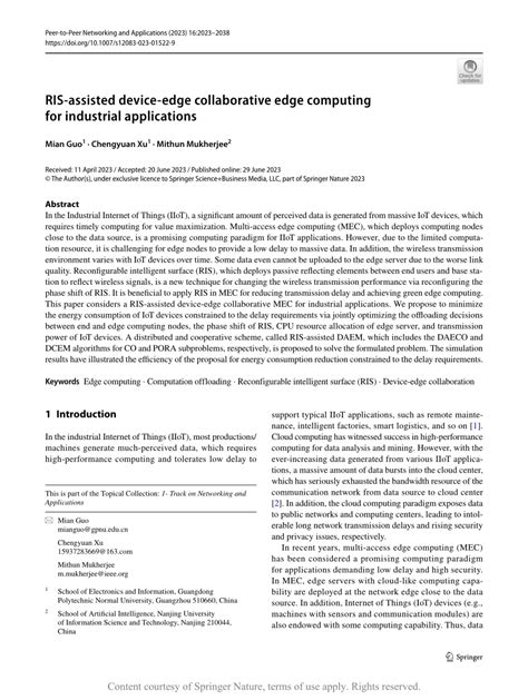 Ris Assisted Device Edge Collaborative Edge Computing For Industrial Applications