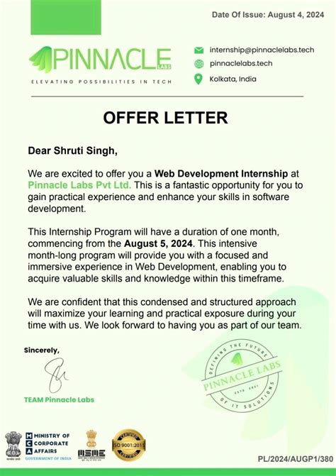 Shruti Singh On Linkedin Pinnaclelabs Internship2024