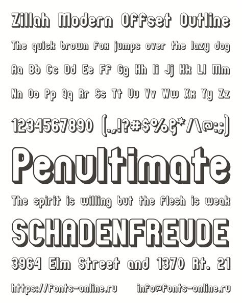 Zillah Modern Offset Outline Font