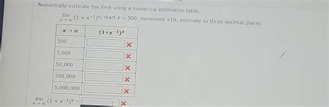 Solved Numerically Estimate The Limit Using A Numerical