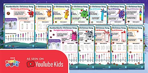 Numberblocks Twelve Days Of Christmas Song Activity Sheets