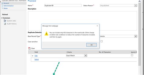 Duplicate Detection Error Message You Can Include Only 450 Characters In The Matchcode Either