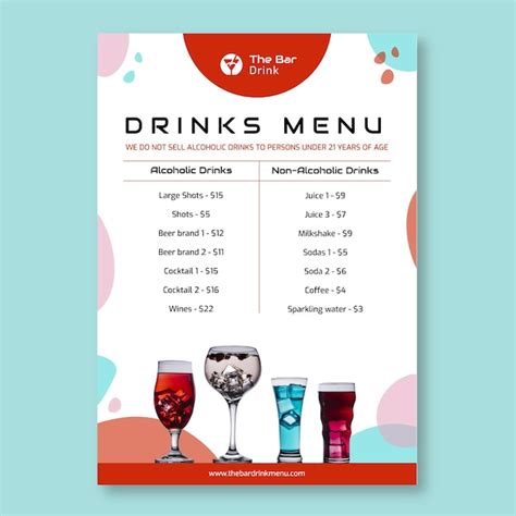 Drink Menu Templates Printable Drinks Menu Templates Free Mryn Ism