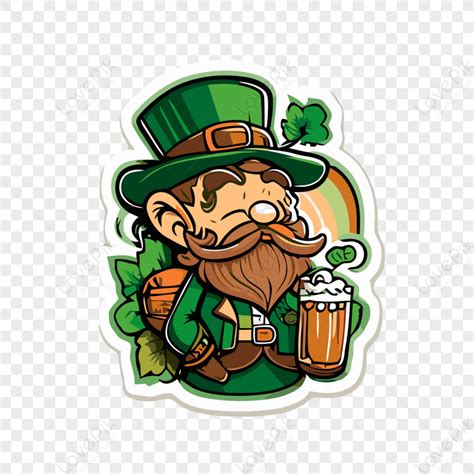 성 패트릭의 날 디자인 스티커 맥주 만화 일러스트 클립 아트 벡터상표 Png 일러스트 무료 다운로드 Lovepik