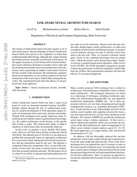Pdf Task Aware Neural Architecture Search