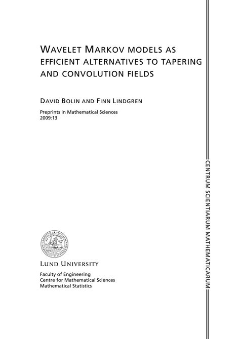 pdf wavelet markov models as efficient alternatives to tapering and convolution fields