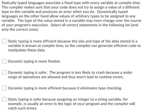 Solved Statically Typed Languages Associate A Fixed Type
