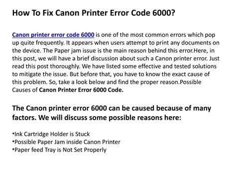 Ppt Canon Printer Error Code 6000 Powerpoint Presentation Free
