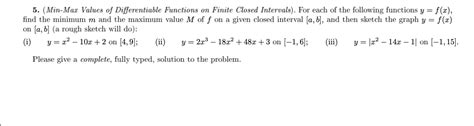 Solved 5 Min Max Values Of Differentiable Functions On