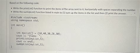 solved based on the following code write the printlist