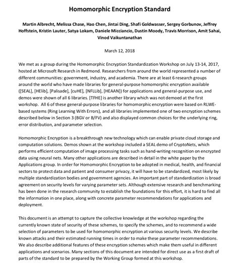 The Second Homomorphic Encryption Standardization Workshop