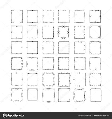 Set Elegant Rectangular Frames Decorating Creating Photos Stock Vector