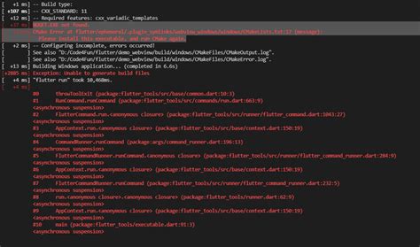 Example Error On First Build Issue Jnschulze Flutter Webview Windows GitHub