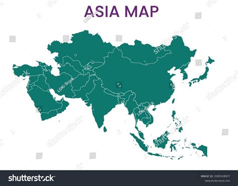 아시아 대륙의 상세한 지도 아시아 대륙 스톡 벡터로열티 프리 2285528977 Shutterstock