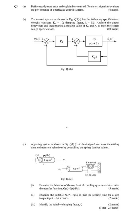 Solved Q3 A Define Steady State Error And Explain How To
