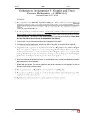Sol Assignment3 Graphs Trees Pdf Name NIM Class Solution To Assignment 3 Graphs And Trees