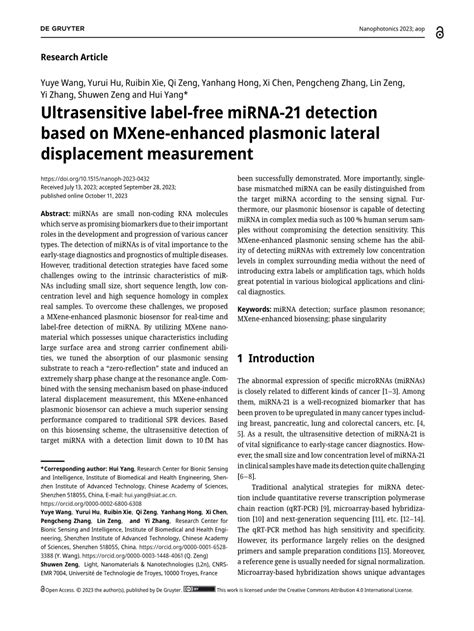 Pdf Ultrasensitive Label Free Mirna 21 Detection Based On Mxene