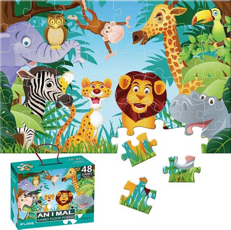 Amazon.com: JZMDEDR Jumbo Floor Puzzle for Kids Ages 3-5,48-Piece ...