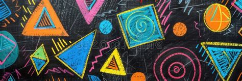 A Blackboard Displays Vibrant Geometric Shapes And Patterns Created