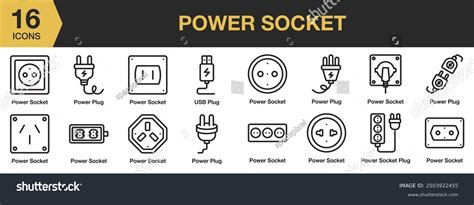 Power Socket Icon Set Includes Power Stock Vector Royalty Free 2503922455 Shutterstock