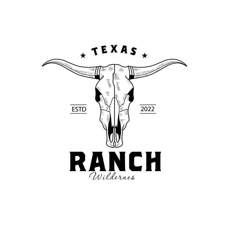 Vintage Cow Bull Texas Longhorn Logo Retro Design Country Western Bull Cattle 6308494 Vector Art