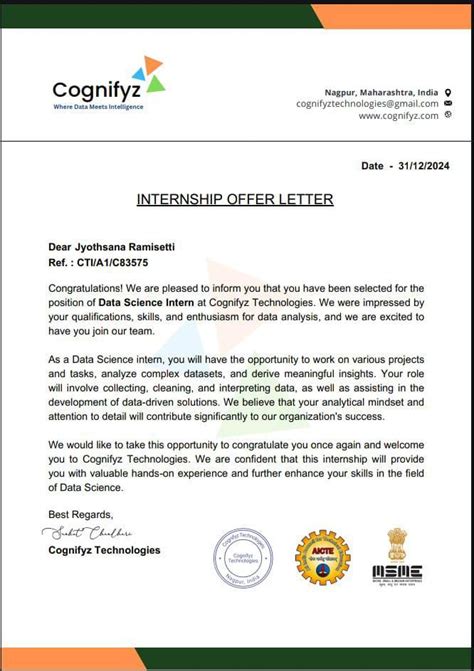 Joshna Ramisetti On Linkedin Datascience Internship Cognifyz