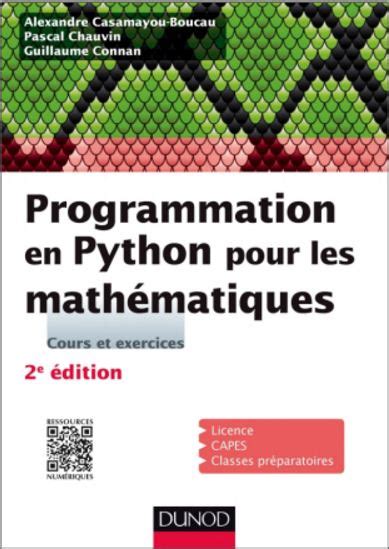 Livre Programmation En Python Pour Les Math Matiques Dunod T L Chargement Gratuit