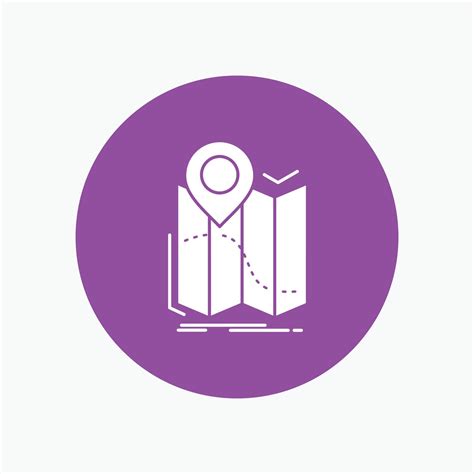 Gps Location Map Navigation Route White Glyph Icon In Circle Vector Button Illustration
