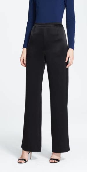 St John Collection Kate Liquid Satin Pants In Caviar