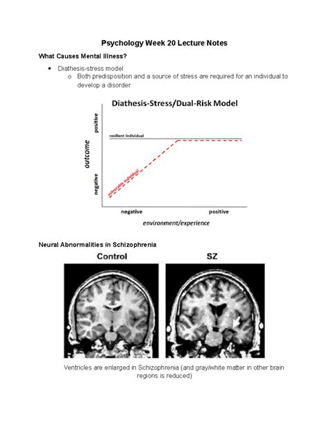 Psychology Week 20 Lecture Notes Psychology Week 20 Lecture Notes What Causes Mental Illness