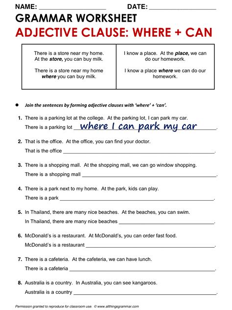 Adjective Adverb And Noun Clauses Practice