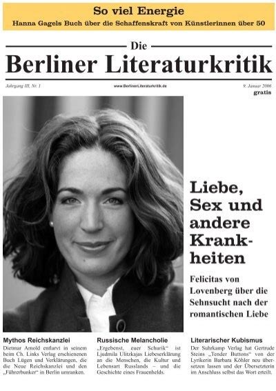 Liebe Sex Und Andere Krank Die Berliner Literaturkritik