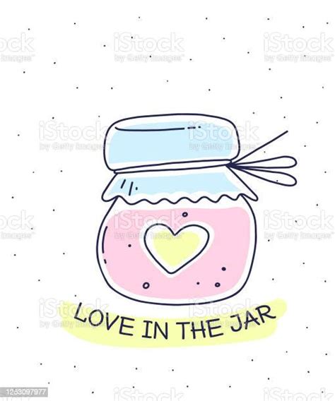 비문과 흰색 배경에 사랑핑크 컬러 유리 항아리의 세인트 발렌타인 데이에 대한 벡터 일러스트 귀여운에 대한 스톡 벡터 아트 및