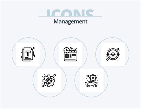 Management Line Icon Pack 5 Icon Design Hierarchy Strategic Business