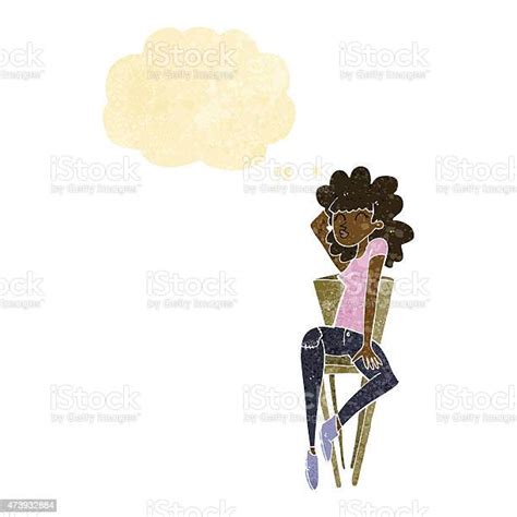 말풍선이 있는 의자에 제시하기 여자 만화 캐릭터 2015년에 대한 스톡 벡터 아트 및 기타 이미지 2015년 그리기 낙서