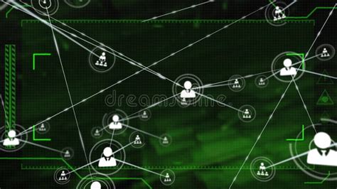 Animation Of Connected Icons Viewfinder And Abstract Pattern Over Black Background Stock Video