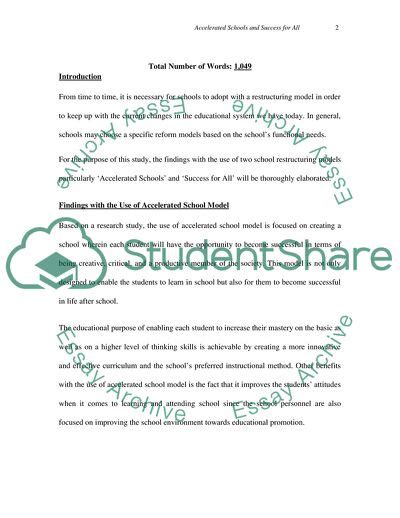 School Restructuring Models Essay Example Topics And Well Written