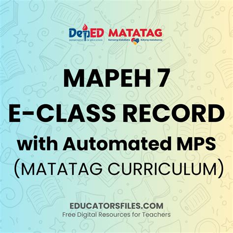 Mapeh 7 E Class Record Matatag Curriculum With Automated Mps Educators Files