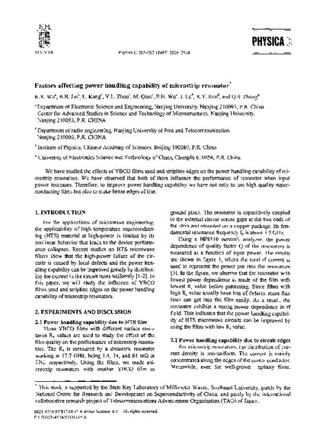 Pdf Factors Affecting Power Handling Capability Of Microstrip Resonator