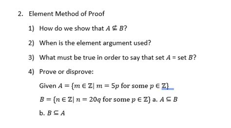 2 Element Method Of Proof 1 How Do We Show That A⊈b
