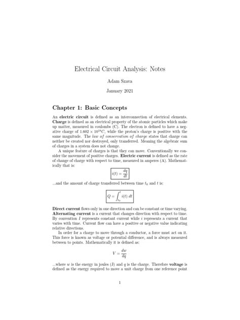 Electrical Circuit Analysis Notes Pdf