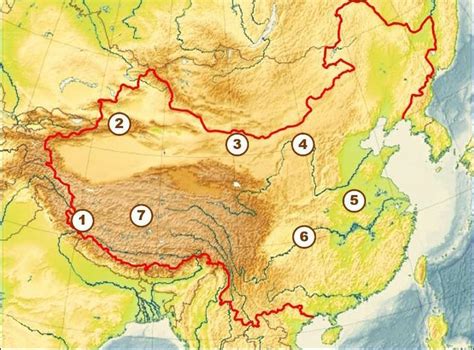 Какие объекты на карте Китая обозначены цифрами 7 — нагорье 4 — река Школьные Знания Com