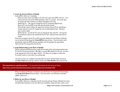 Quality Function Deployment Template Excel XLS