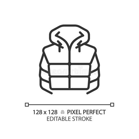 Customizable Padded Jacket Simple Thin Linear Black Icon Stock Vector