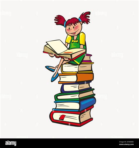 Reading Girl Clipart Illustration Vector Stock Vector Image Art Alamy