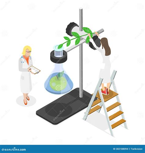 3d Isometric Flat Vector Illustration Of Female Scientist Item 2 Stock Vector Illustration Of
