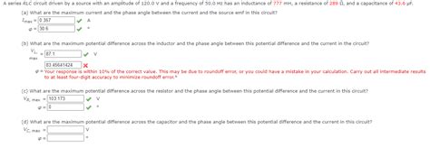 Solved Series Rlc Circuit Driven By A Source With An