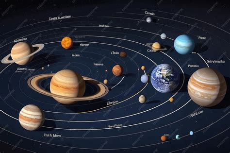 Un Diagrama De Los Planetas De Nuestro Sistema Solar Con Los Nombres De Los Planetas Foto Premium