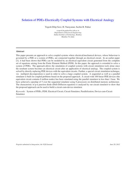 Pdf Solution Of Pdes Electrically Coupled Systems With Electrical Analogy